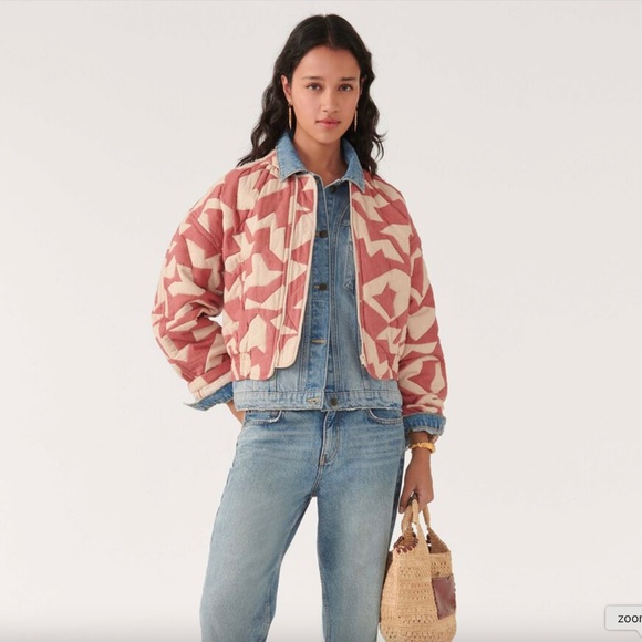ba&sh | Jackets & Coats | Nwt Rose Geometric Pattern Cropped Bomber ...
